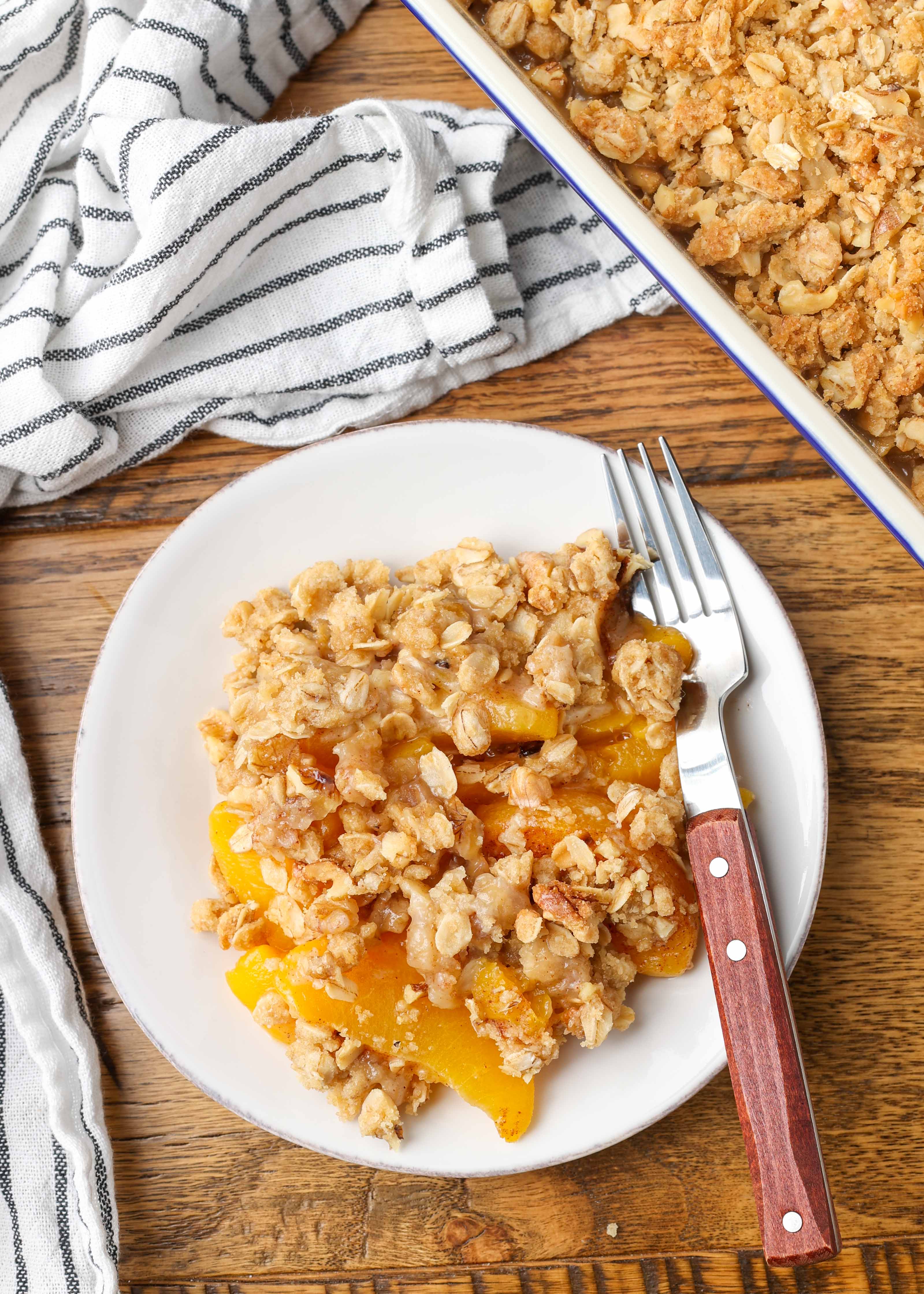 Peach Crisp with Canned Peaches - Chocolate with Grace